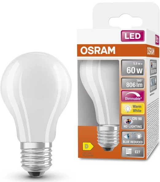 Osram LED Superstar Classic A 60 dimmable normál opál 5,8W E27 (~60W) 806lm 2700K Dimmelhető CRI ...